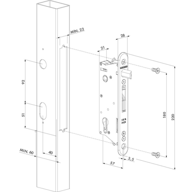 SixtyLock - Insert Lock for 60mm Profiles - Talitech